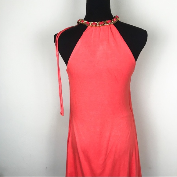 Sky | Dresses | Sky Gold Chain Halter Dress M | Poshmark